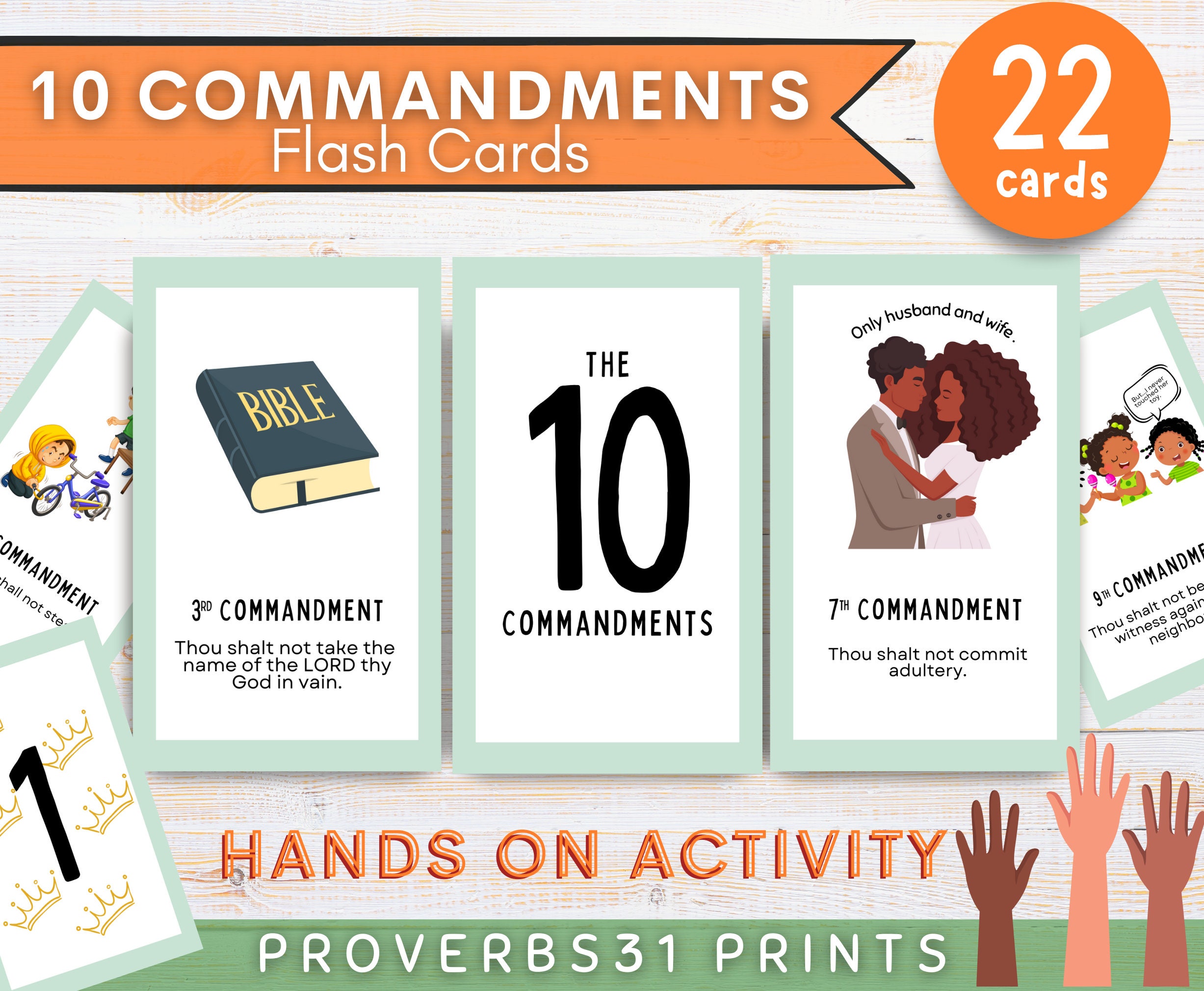 10 Commandments Flash Cards , Bible KJV , Homeschool Learning - Etsy