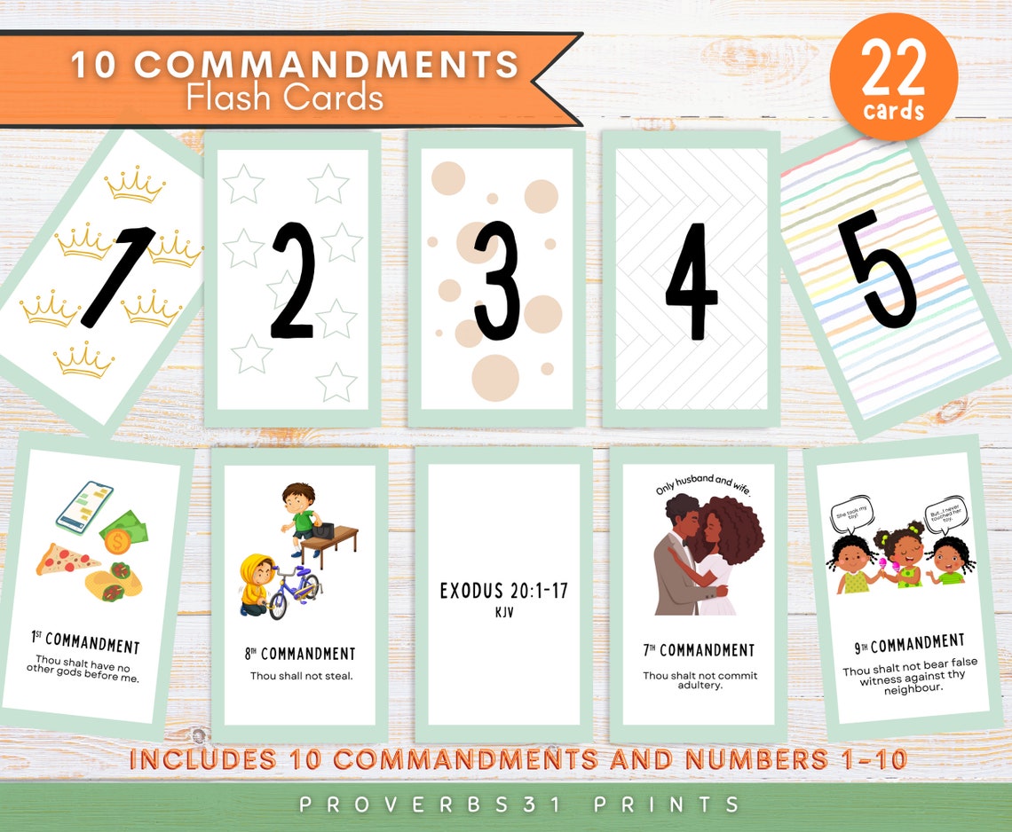 10 Commandments Flash Cards , Bible KJV , Homeschool Learning - Etsy