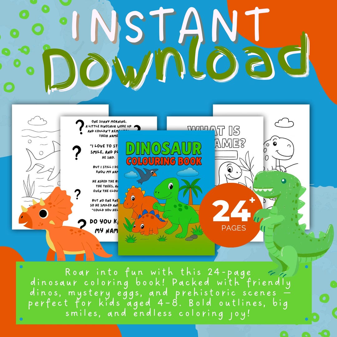 Dinosaur Coloring & Puzzle Book | Kids Dino Activity (digital Download ...