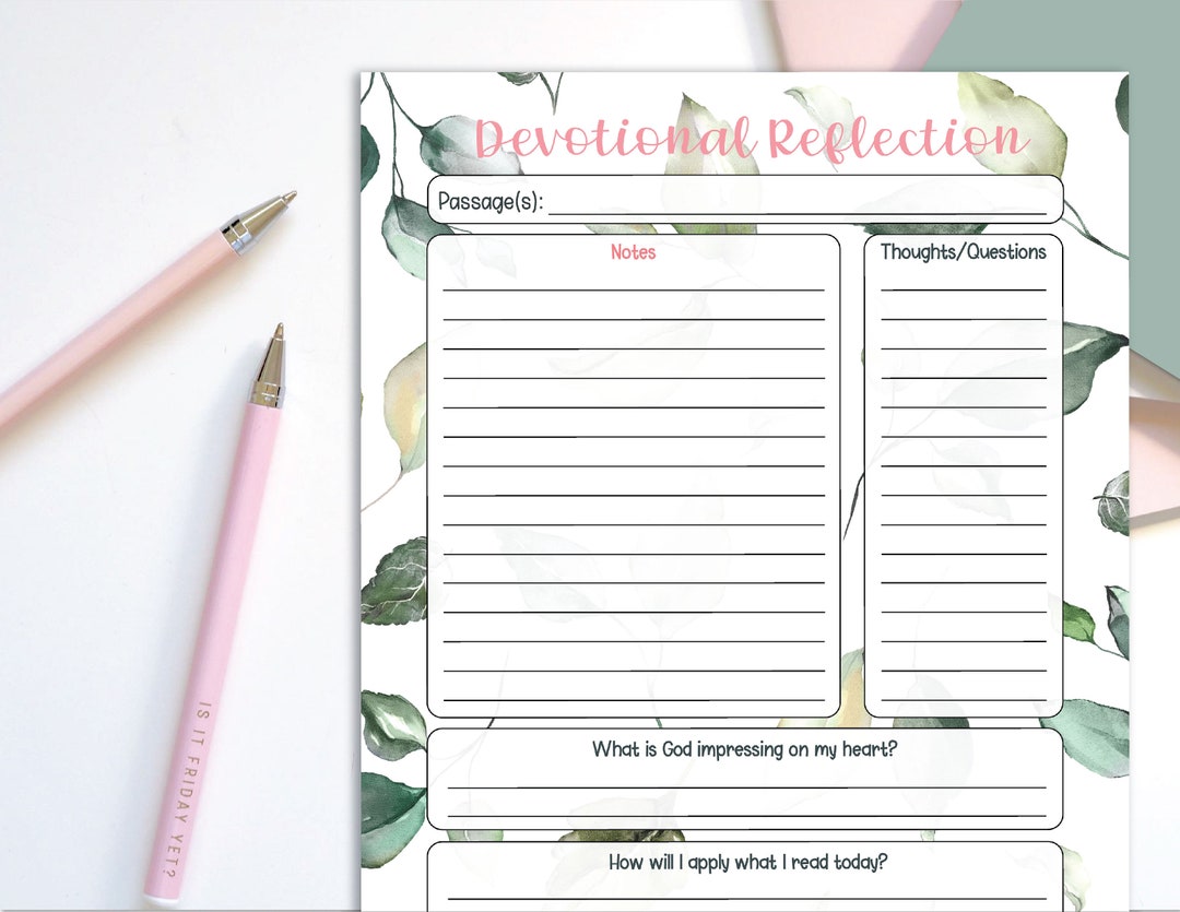 Printable Devotional Reflection Botanical Leaves - Etsy