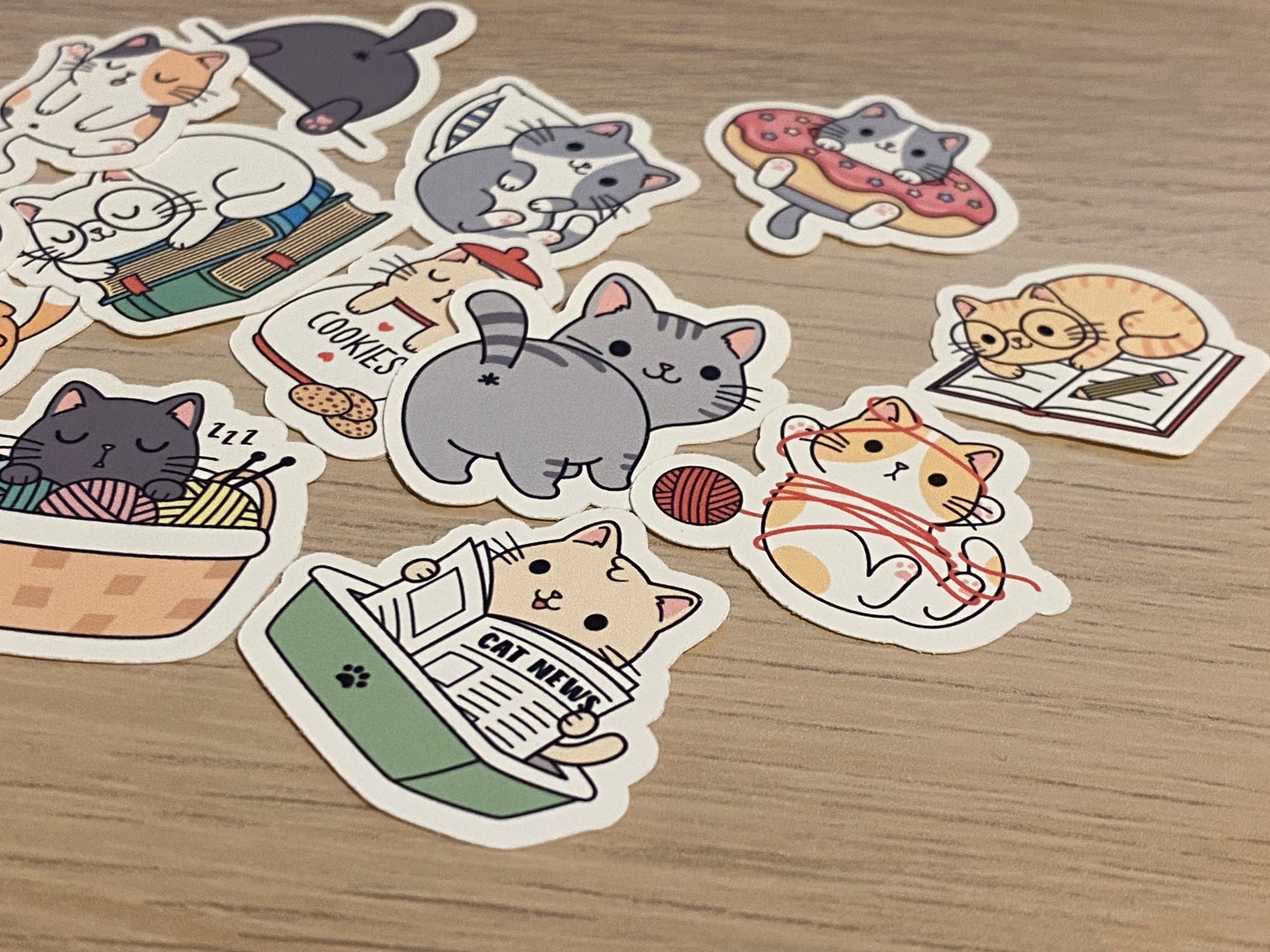 15 Cute Cat Sticker Set | Perfect for Scrapbooks, Journals, Planners ...