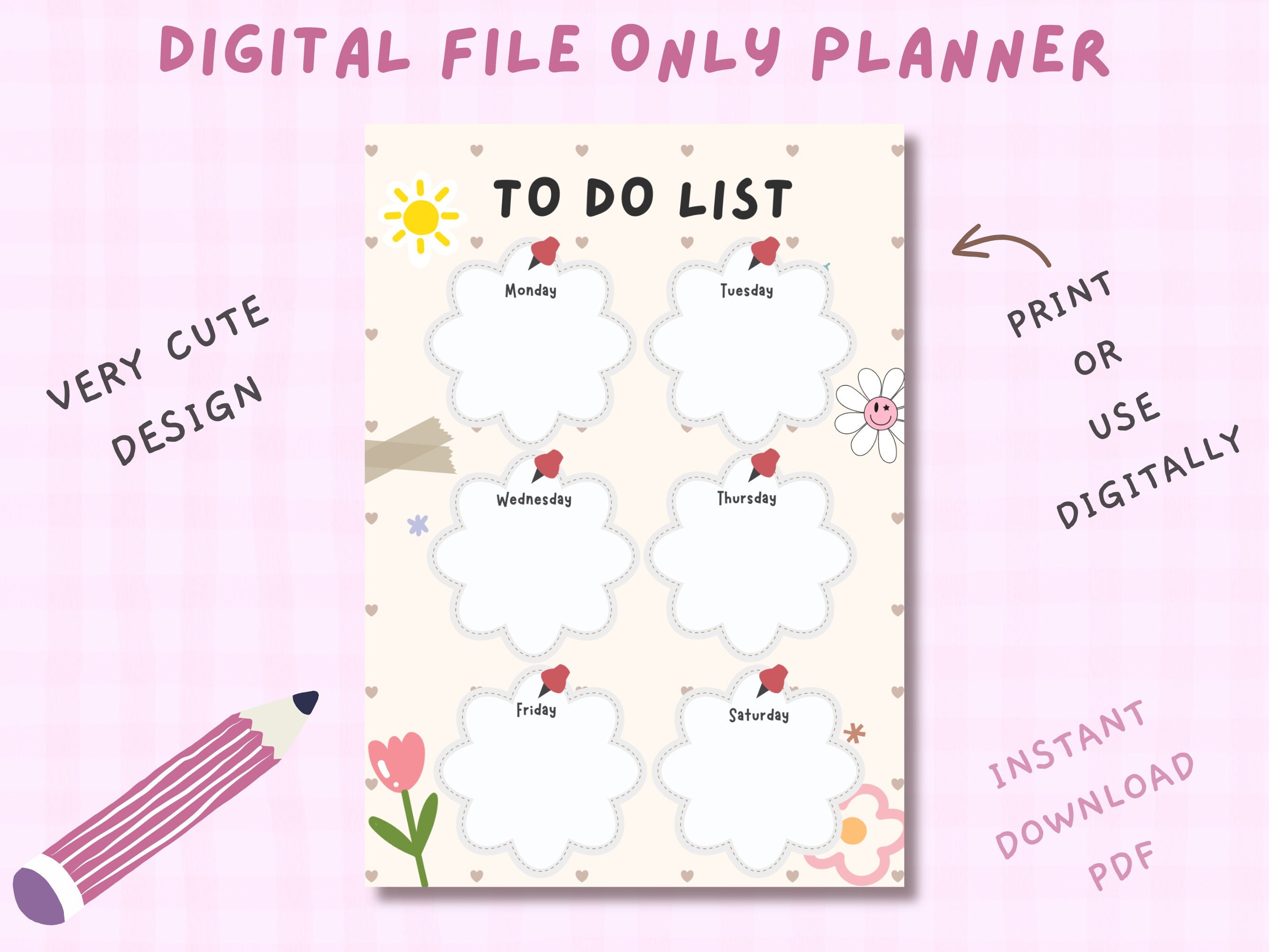 Printable Undated New Cute Weekly Planner Bundle, Weekly Planner ...