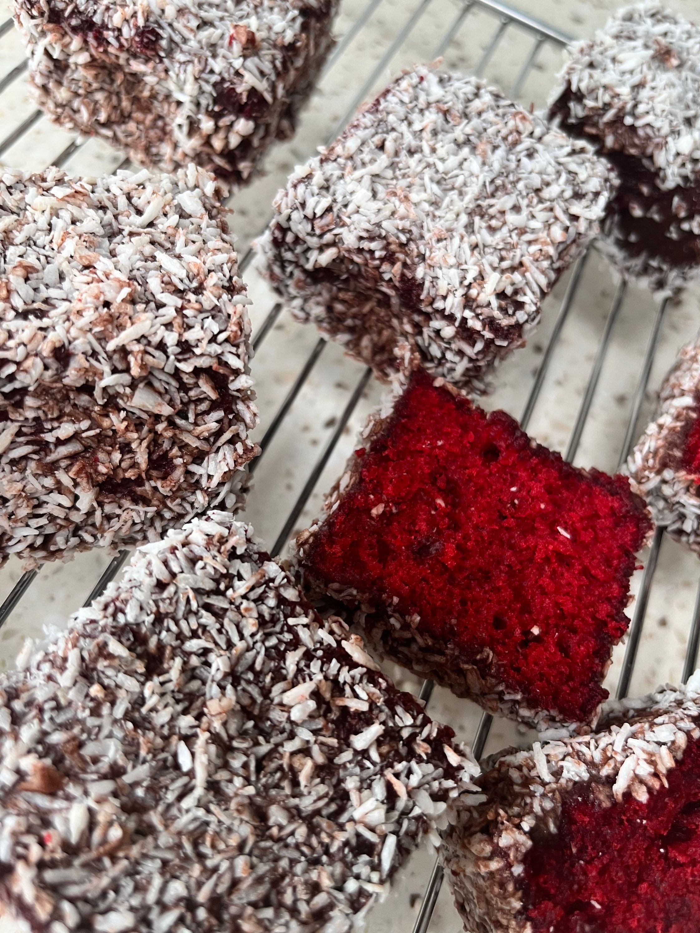 Red Velvet Lamington Red Velvet Cake Birthday Treat Box Cake - Etsy UK