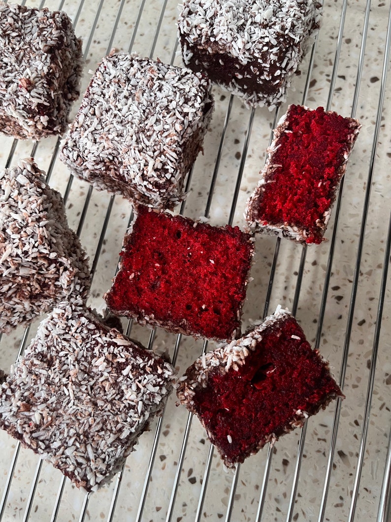 Red Velvet Lamington Red Velvet Cake Birthday Treat Box Cake - Etsy