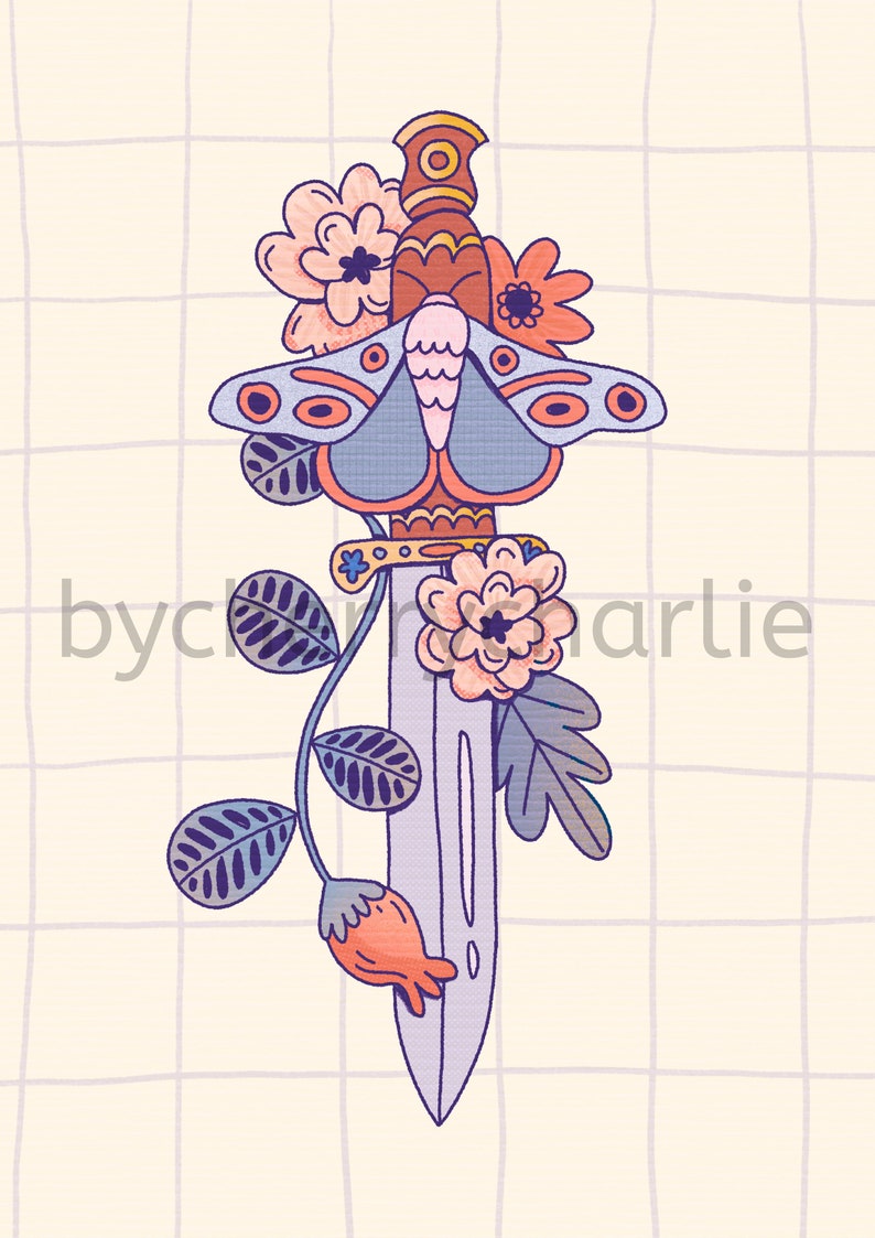 Triple Dagger Art Prints / A4 / A5 / Knife Illustration / - Etsy