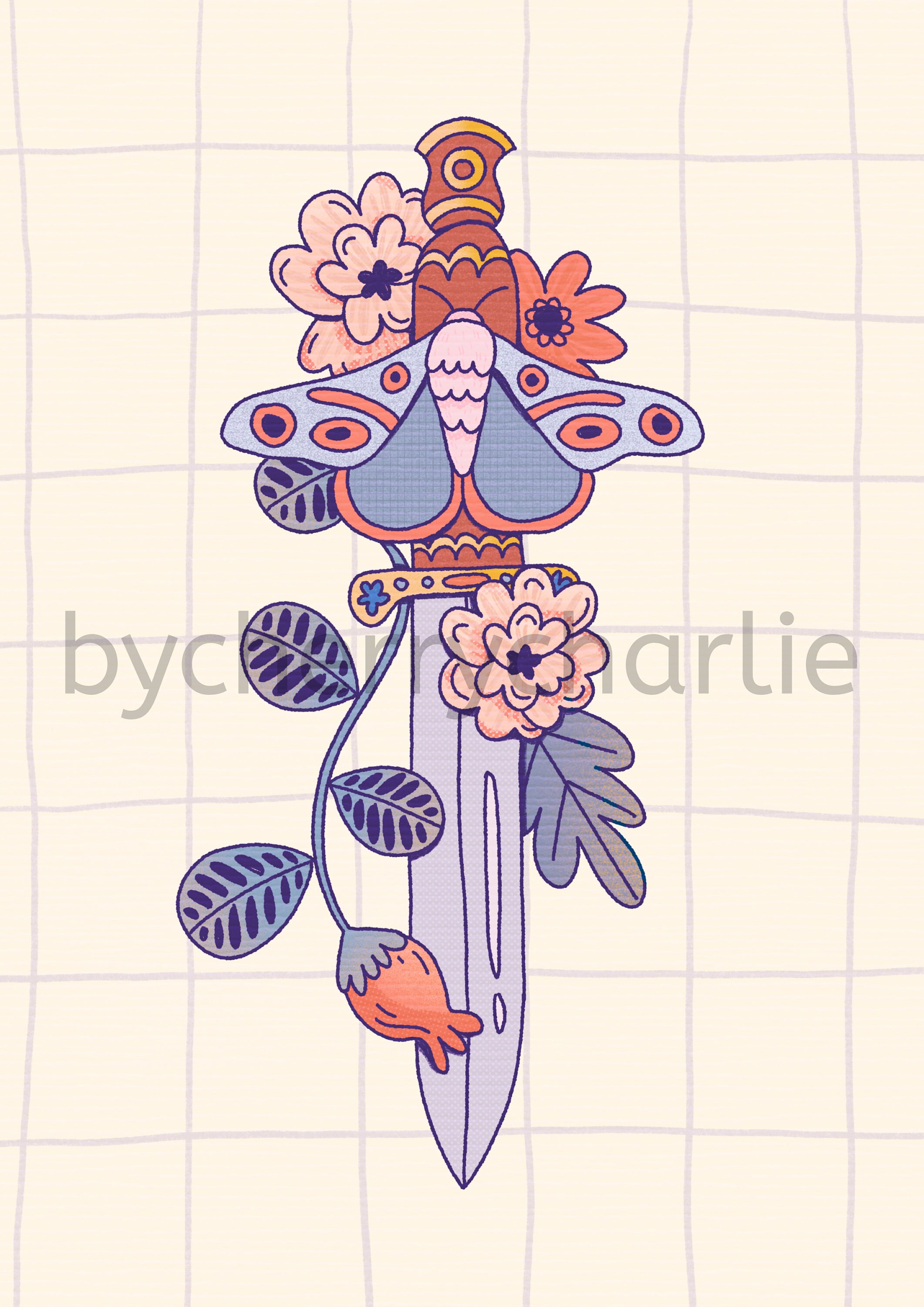 Triple Dagger Art Prints / A4 / A5 / Knife Illustration / - Etsy