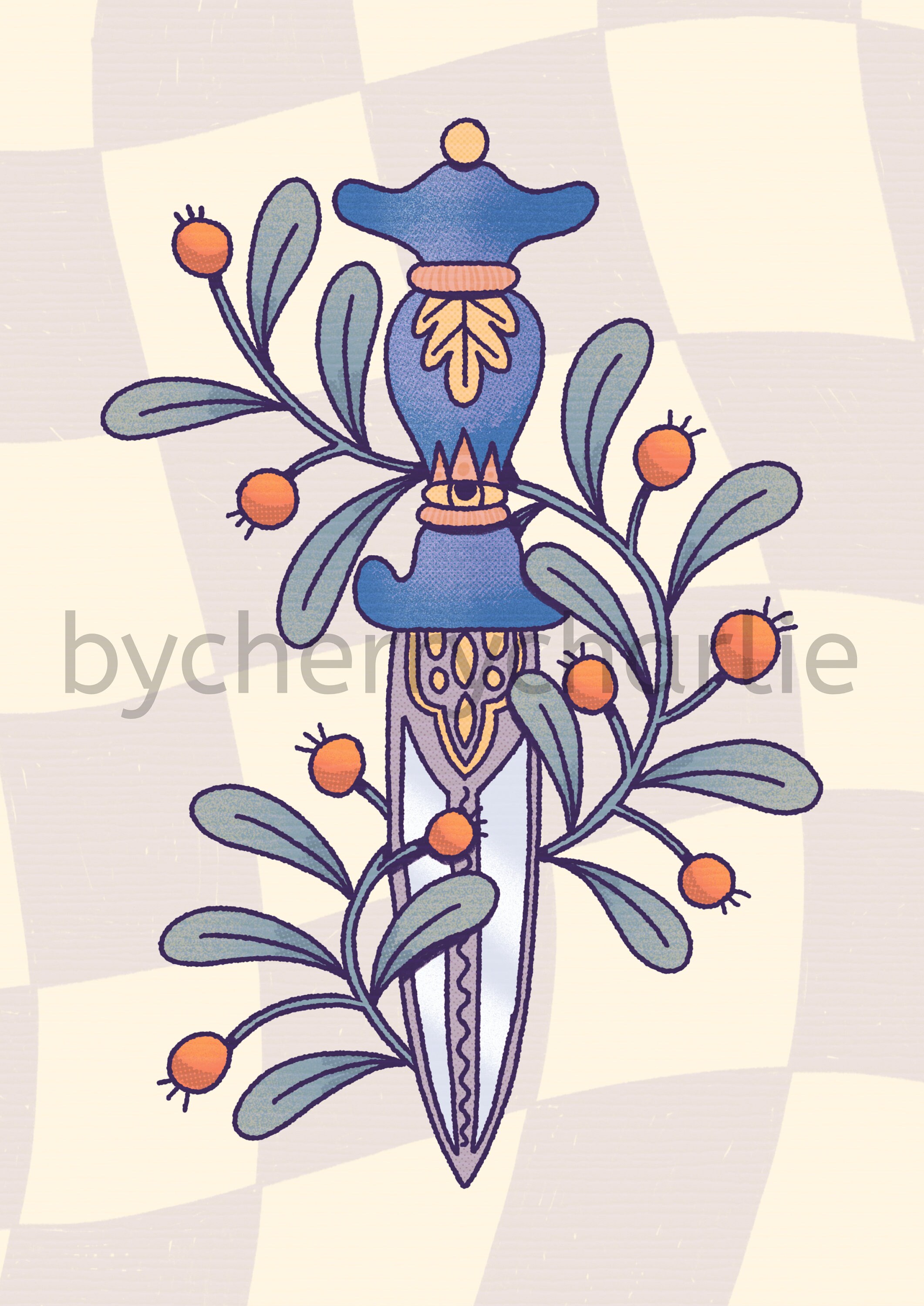 Triple Dagger Art Prints / A4 / A5 / Knife Illustration / - Etsy