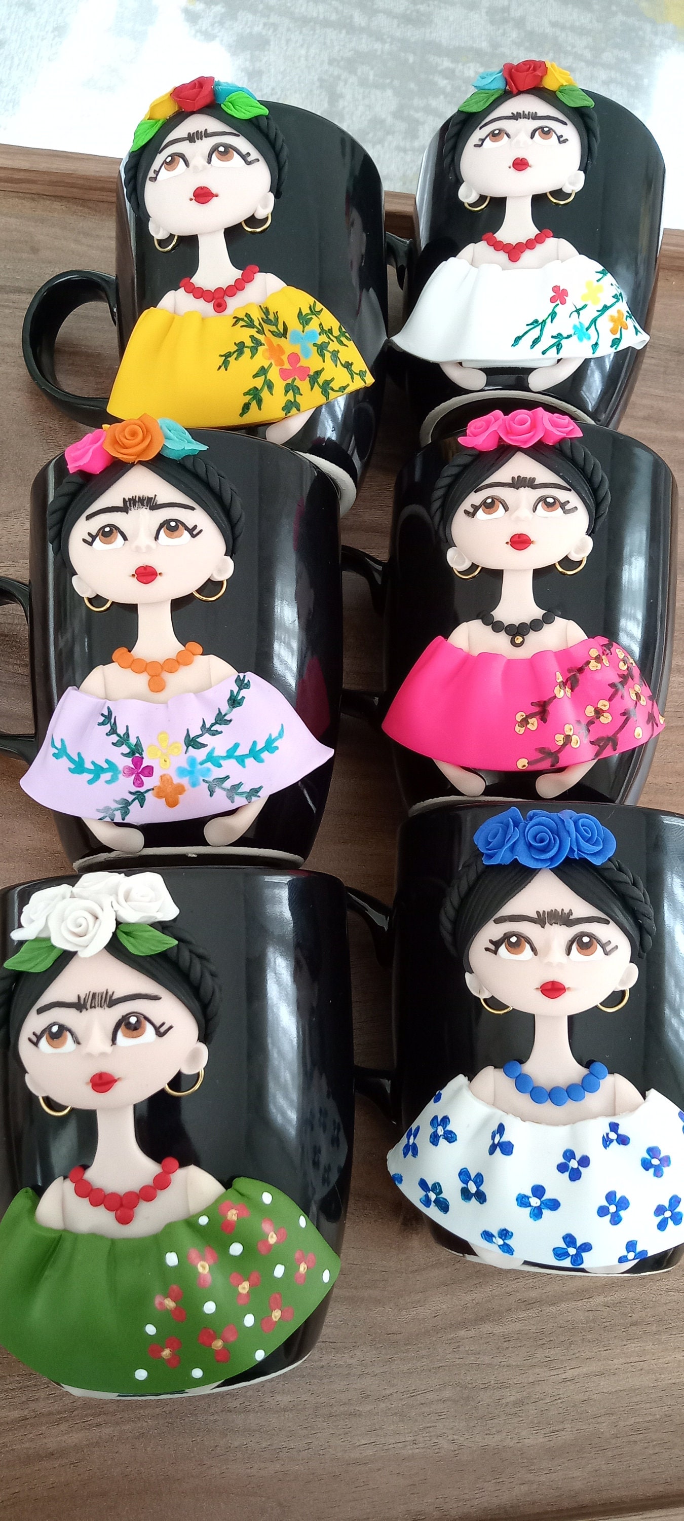 Frida Kahlo Mug With Polymerclay,frida Coffee Cup,tea Cup,frida Mug, - Etsy