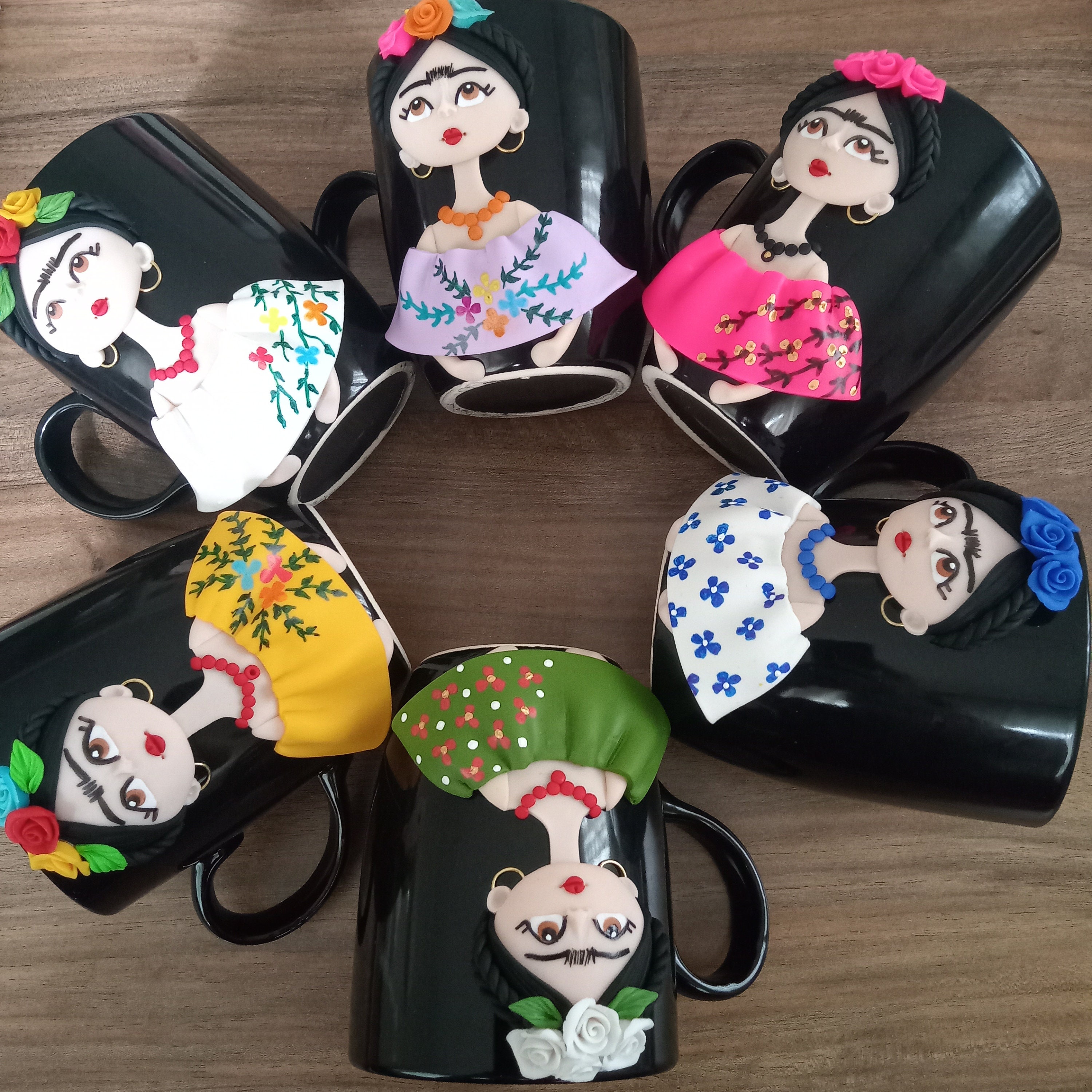 Frida Kahlo Mug With Polymerclay,frida Coffee Cup,tea Cup,frida Mug, - Etsy