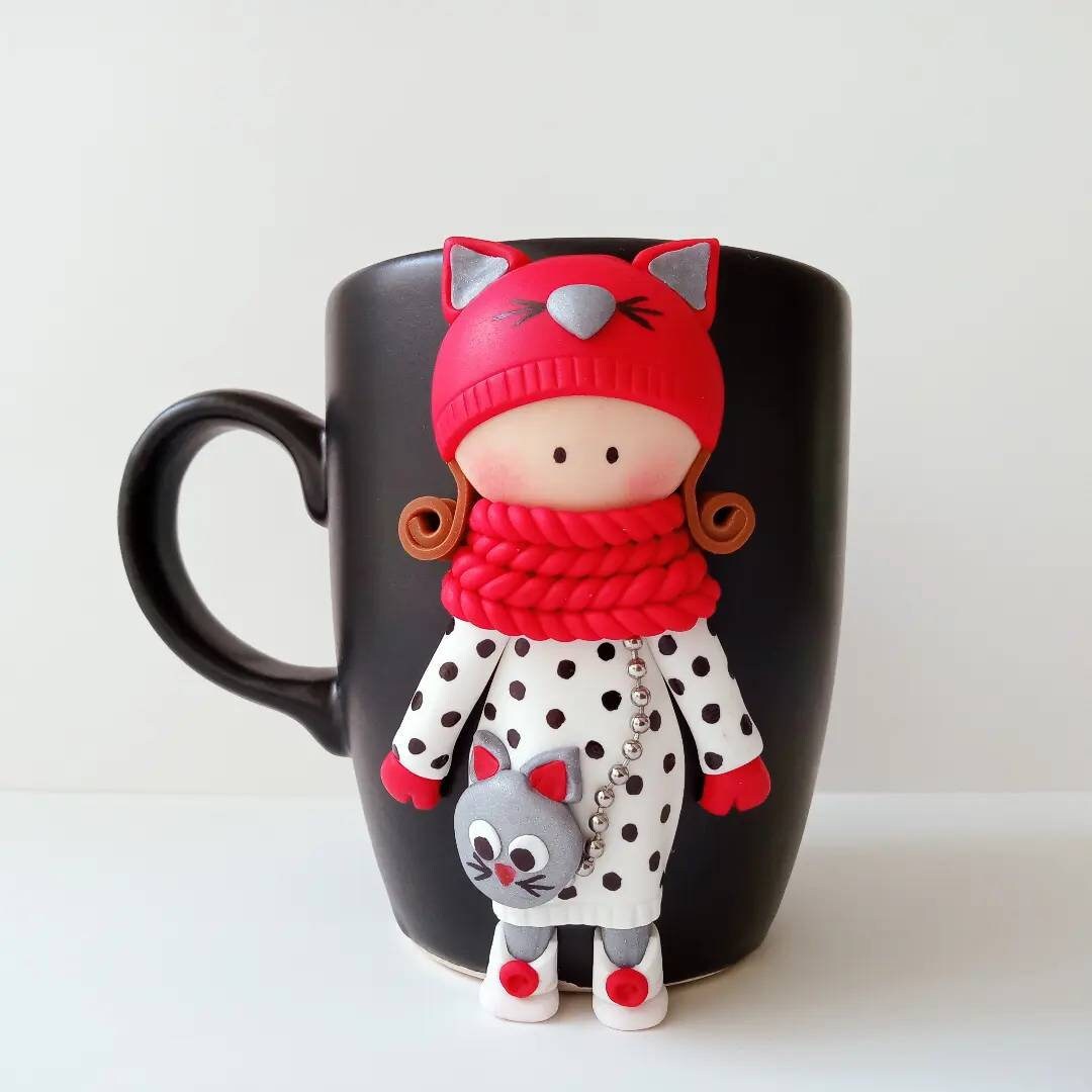 Tilda Doll Cat Girl Decorated Mug - Etsy