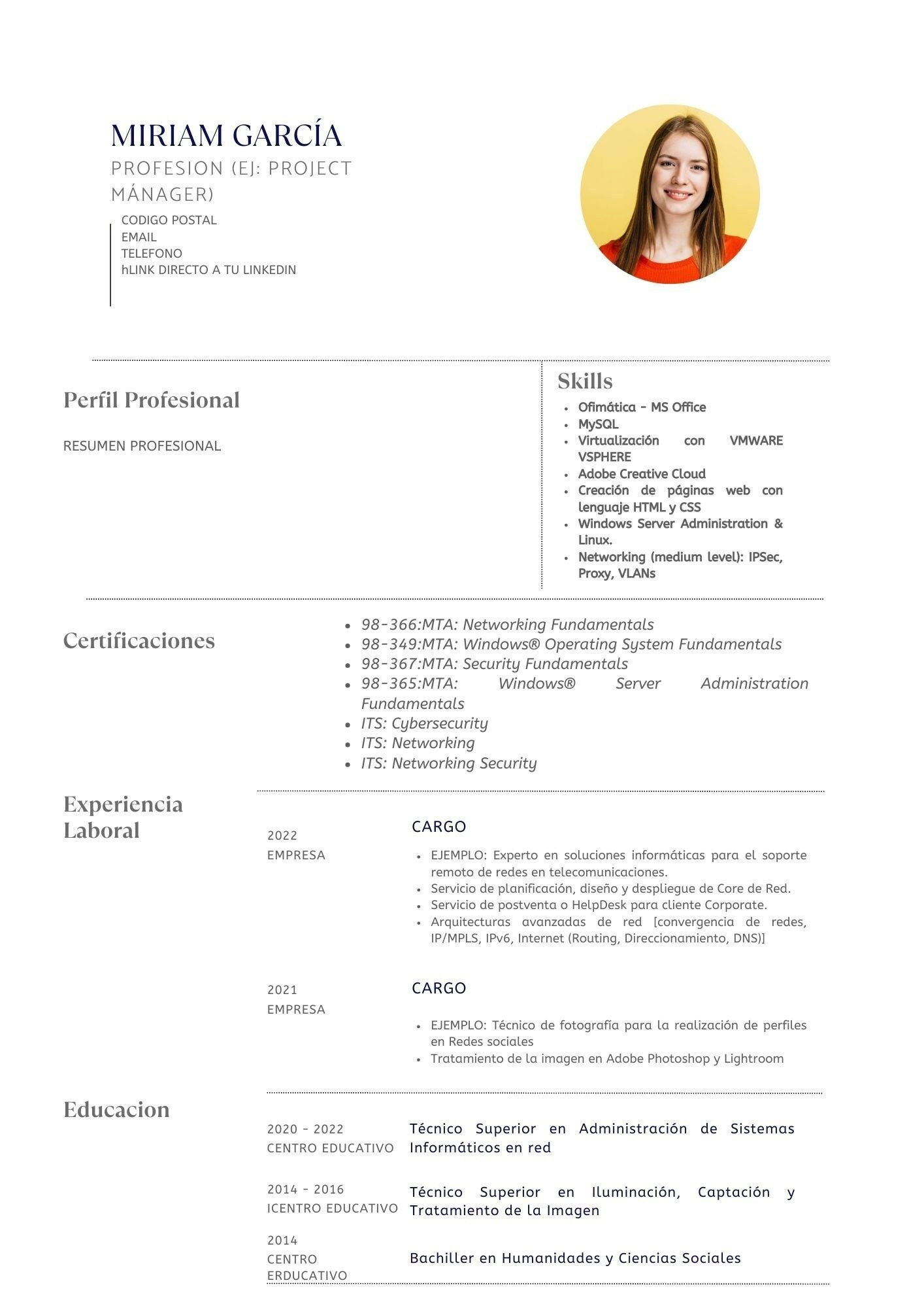 Spanish Curriculum Vitae Template - Etsy