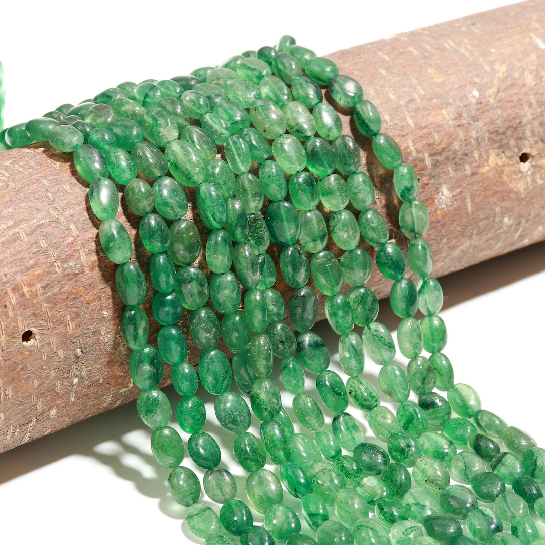 Natural Green Strawberry Plain Oval Shape Beads, Strawberry Quartz ...