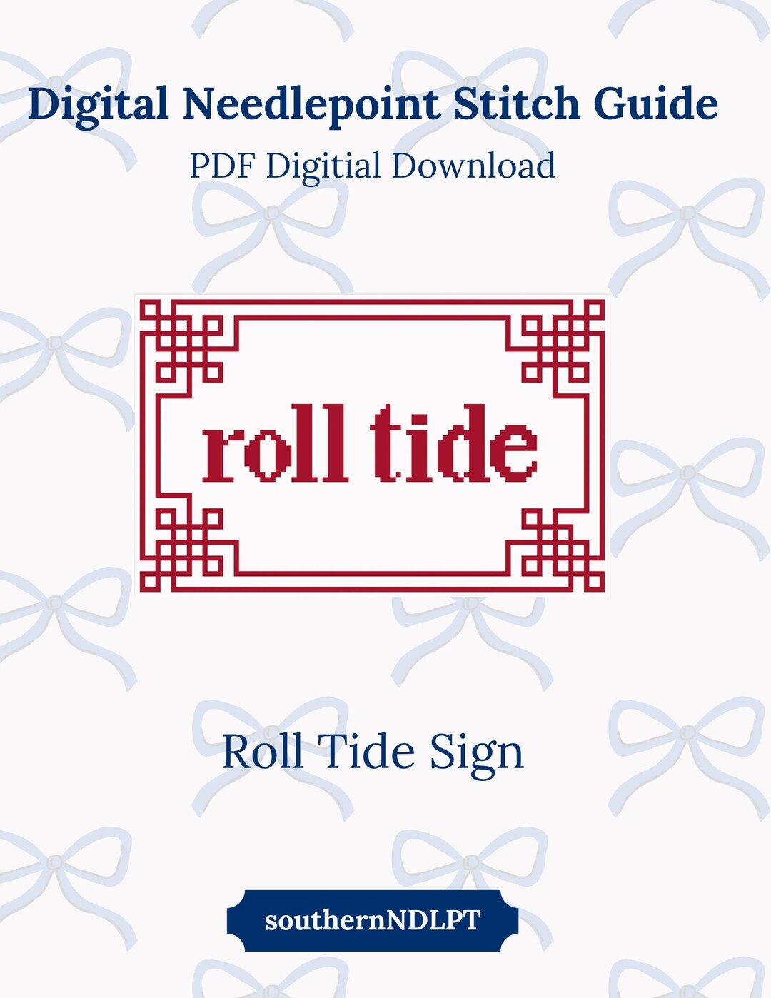 Digital Needlepoint Stitch Chart PDF - "roll Tide" - Etsy