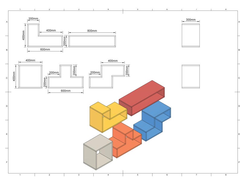 Tetris Modular Furniture Set, CNC Woodworking Plans (digital Download ...