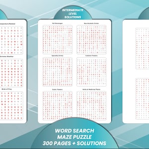 300 Pages Word Search & Maze Puzzle Printable (PDF Download) - Etsy