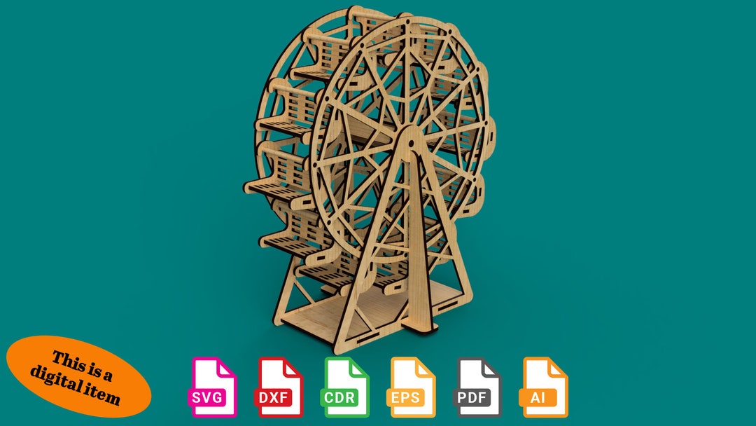 Ferris Wheel Decoration- Laser Cut Files - Svg+dxf+cdr+eps+pdf+ai - Etsy