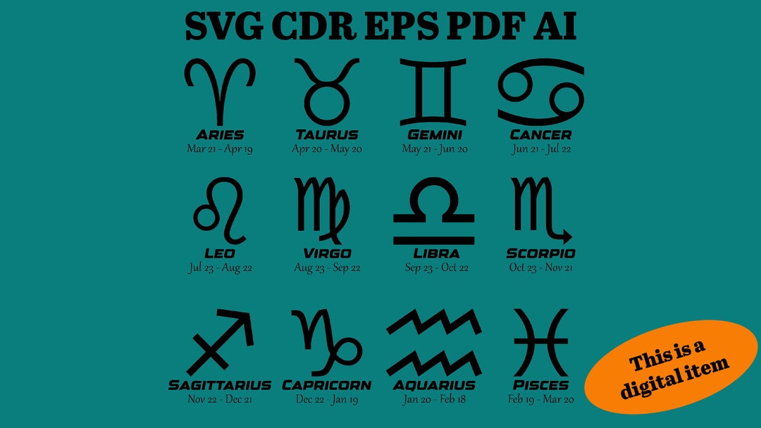 Zodiac Sign Bundle, Zodiac Sign Svg, Zodiac Sign Printable, Horoscope ...