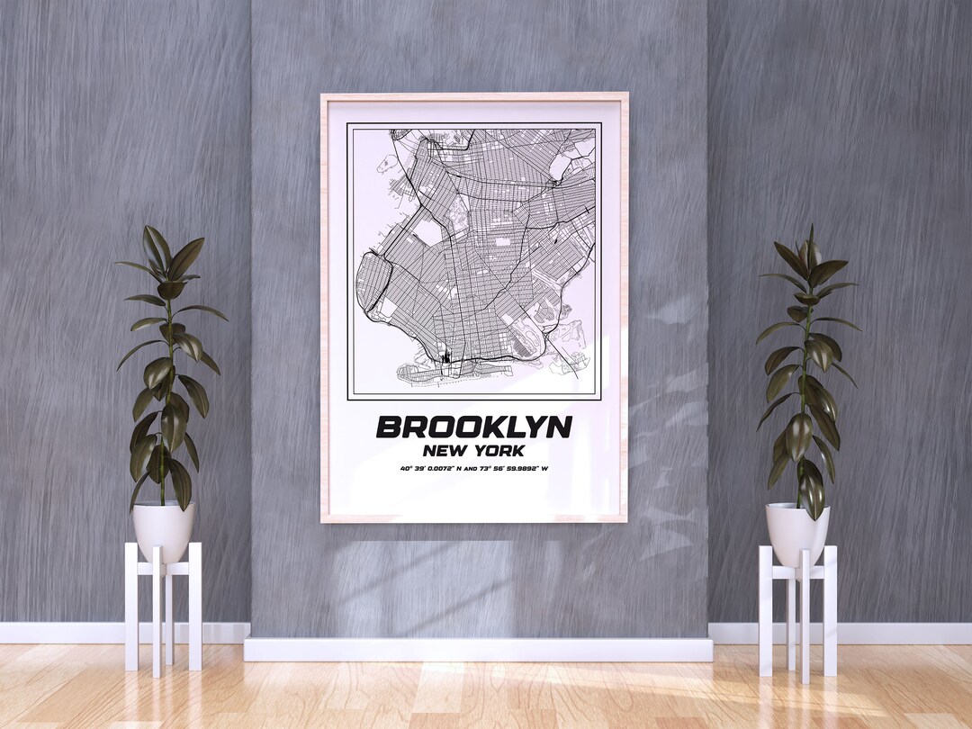 Map of Brooklyn NYC, New York Map Print, New York City Map, New York ...
