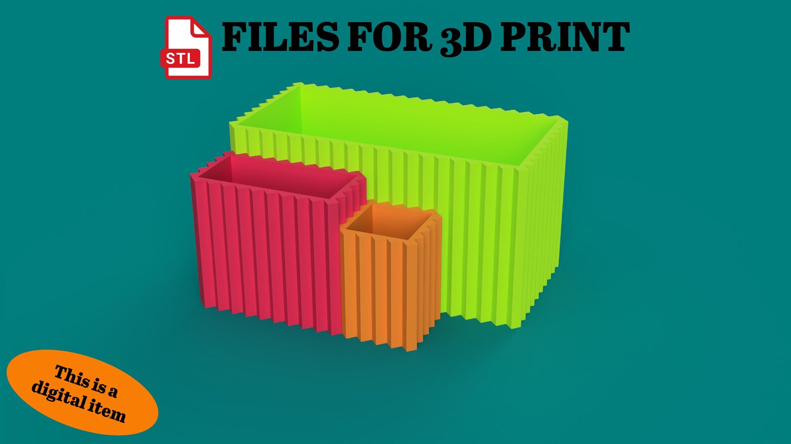 3D Printing Desk Organizer STL Files: Modular Geometric Design (digital ...