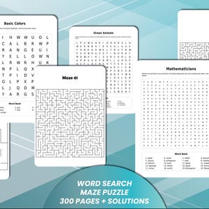 300 Pages Word Search & Maze Puzzle Printable (PDF Download) - Etsy