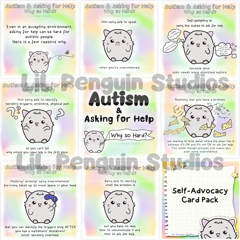 Autistic Adult Self-advocacy Communication Card, Cat Autism Printable ...