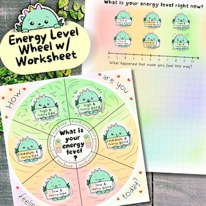 Dino Feelings Wheel and Energy Levels Kit, Neurodivergent Worksheet ...