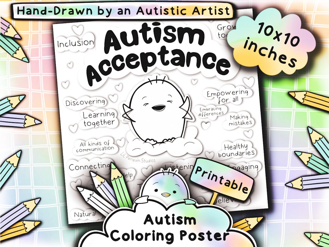 Autism Acceptance Coloring Sheet, Neurodivergent Colouring Poster ...