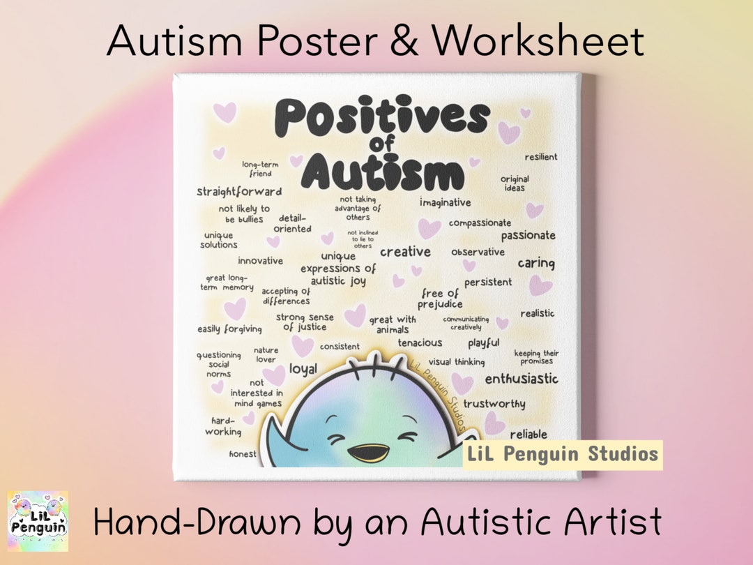 POSITIVES of AUTISM Poster, Worksheet, Autistic Joy Gift, Autism ...