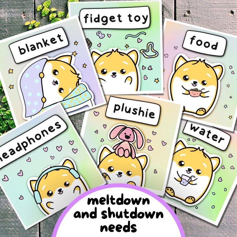 Dog Cartoon Meltdown Communication Cards, Autistic SPD Aid (digital ...