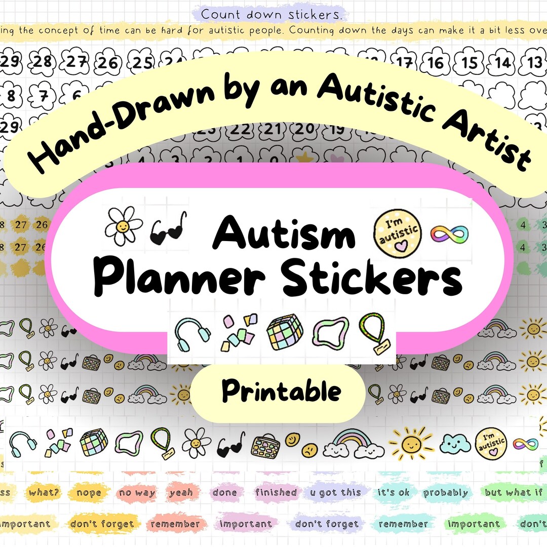 Autism Planner Stickers, Digital Autism Stickers, Autism Journal ...