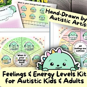 Dino Feelings Wheel and Energy Levels Kit, Neurodivergent Worksheet ...