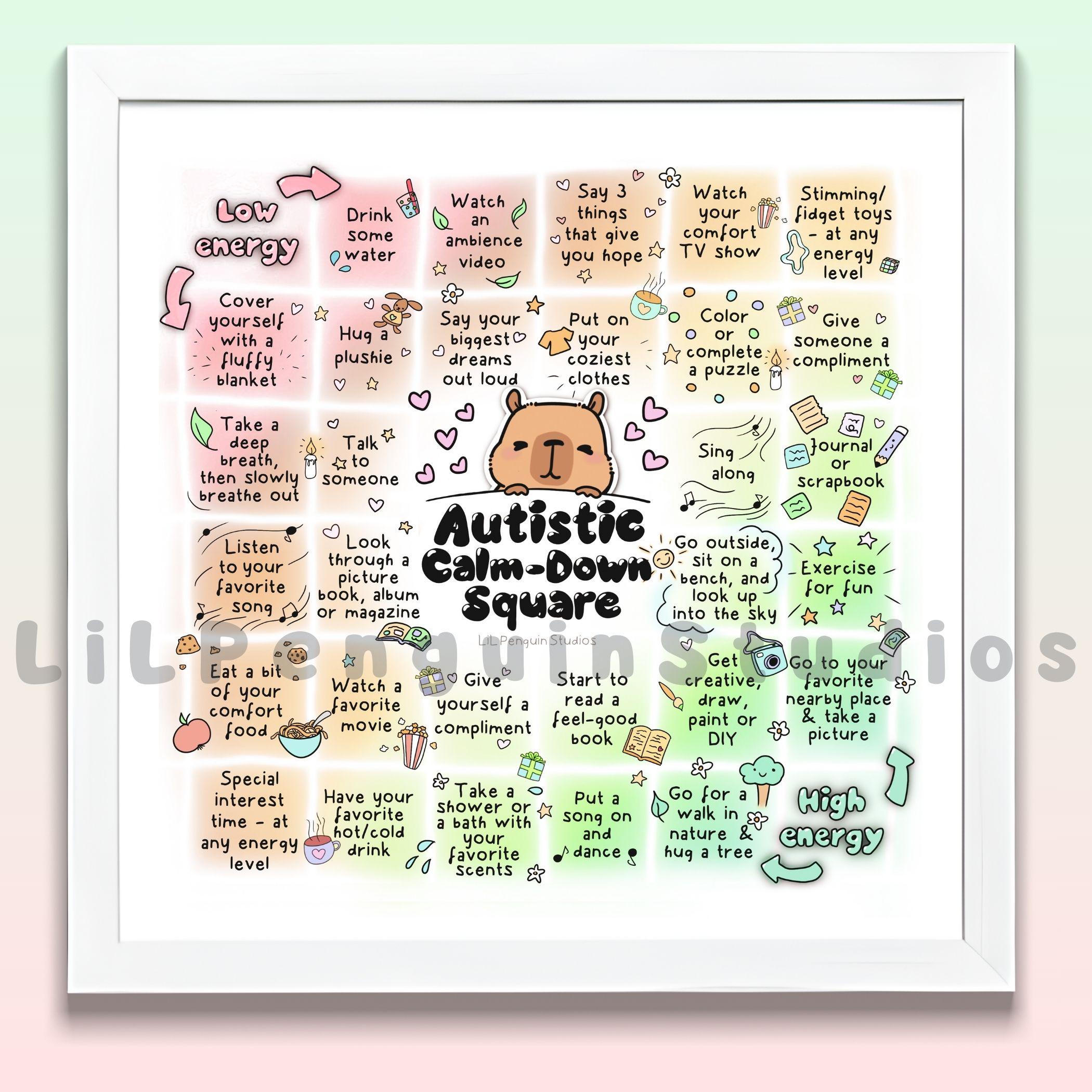 Capybara Autism Calm Down Kit, Self Care PDF, Autistic Meltdown Aid ...