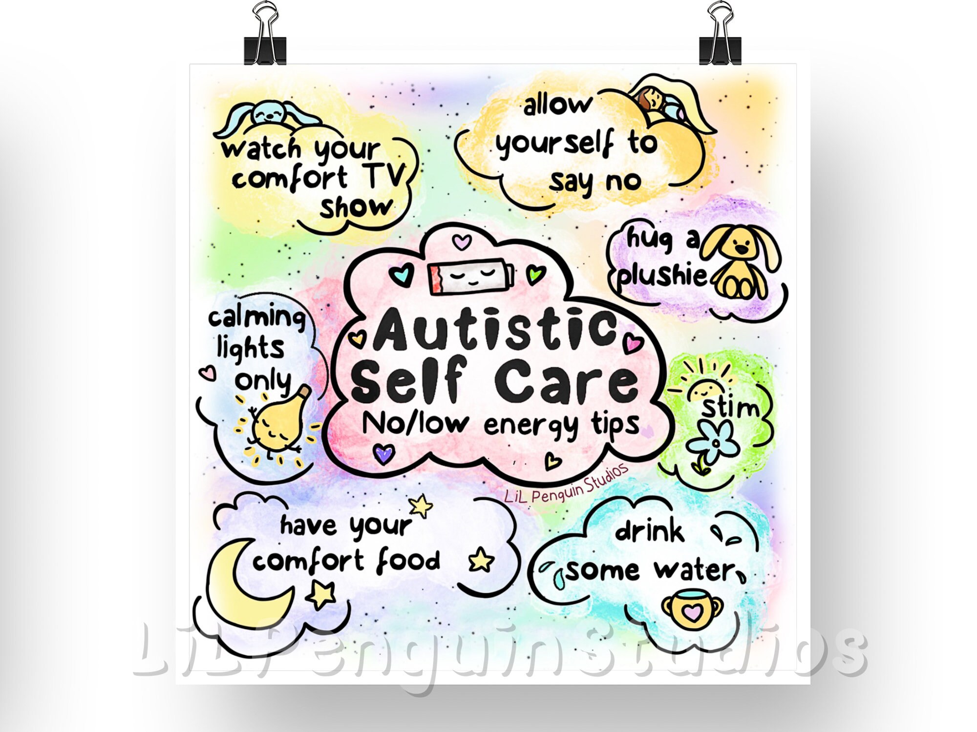 Digital Autism Print Set Self Care/ Plushies/ Mood Chart - Etsy