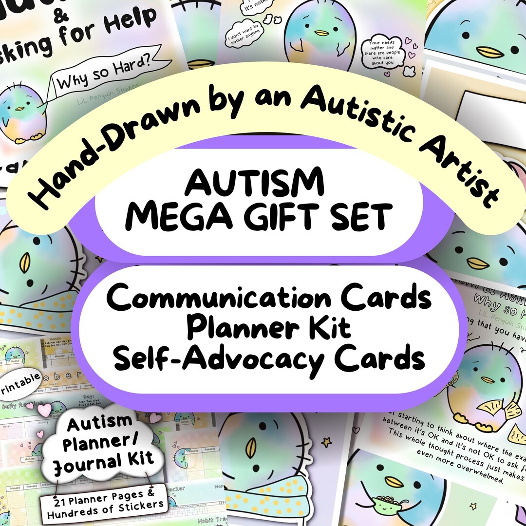 Penguin Autism Bundle, Autistic Gift, Cartoon Communication Card ...