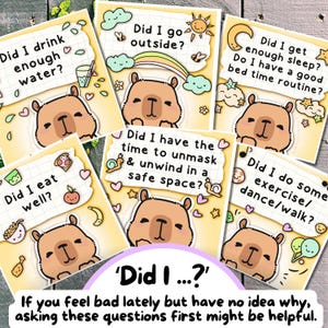 Autism Self-care Question Cards, Capybara-themed ADHD Download ...
