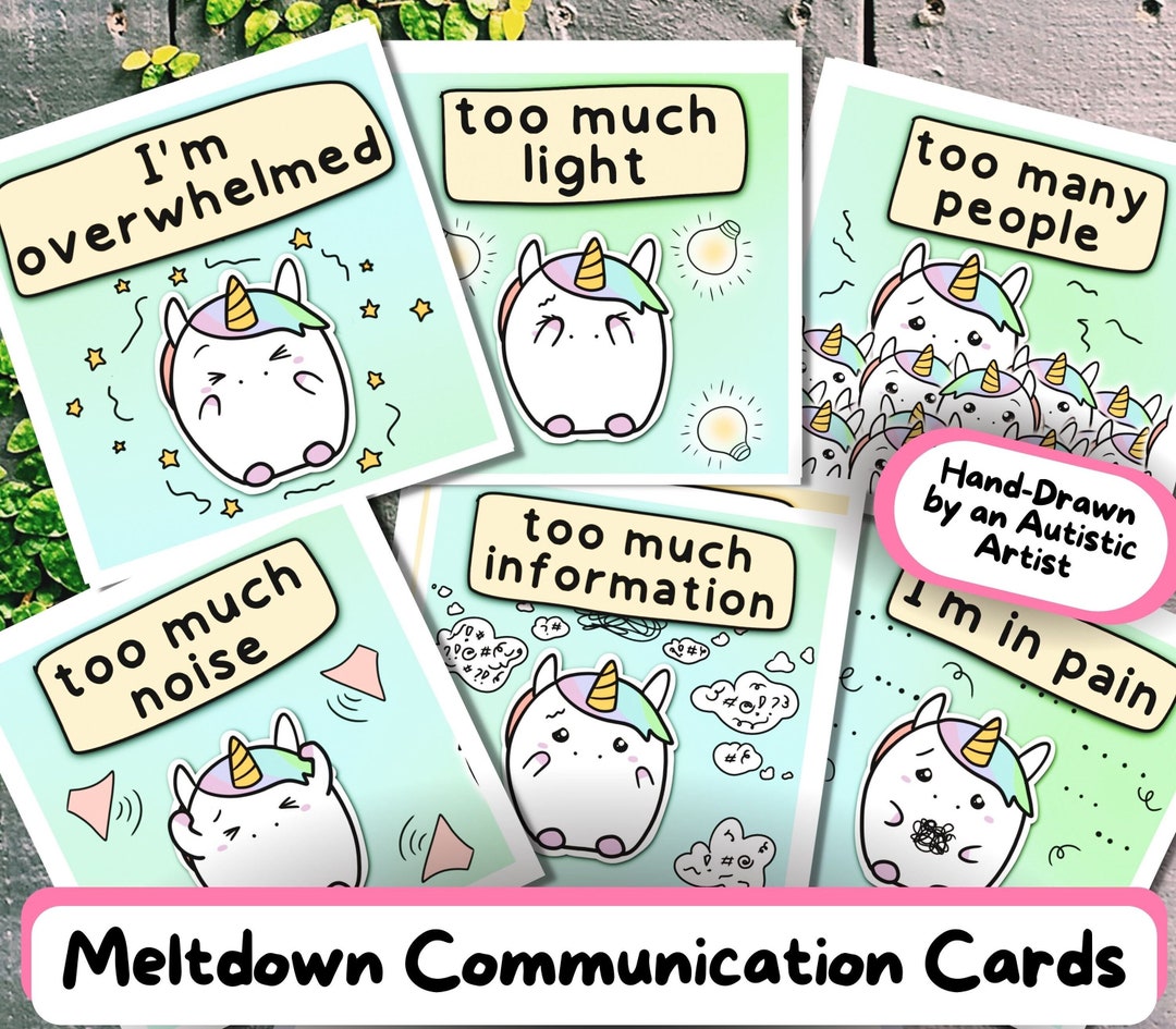 Printable Meltdown Communication Cards, Kawaii Neurodiversity Digital ...