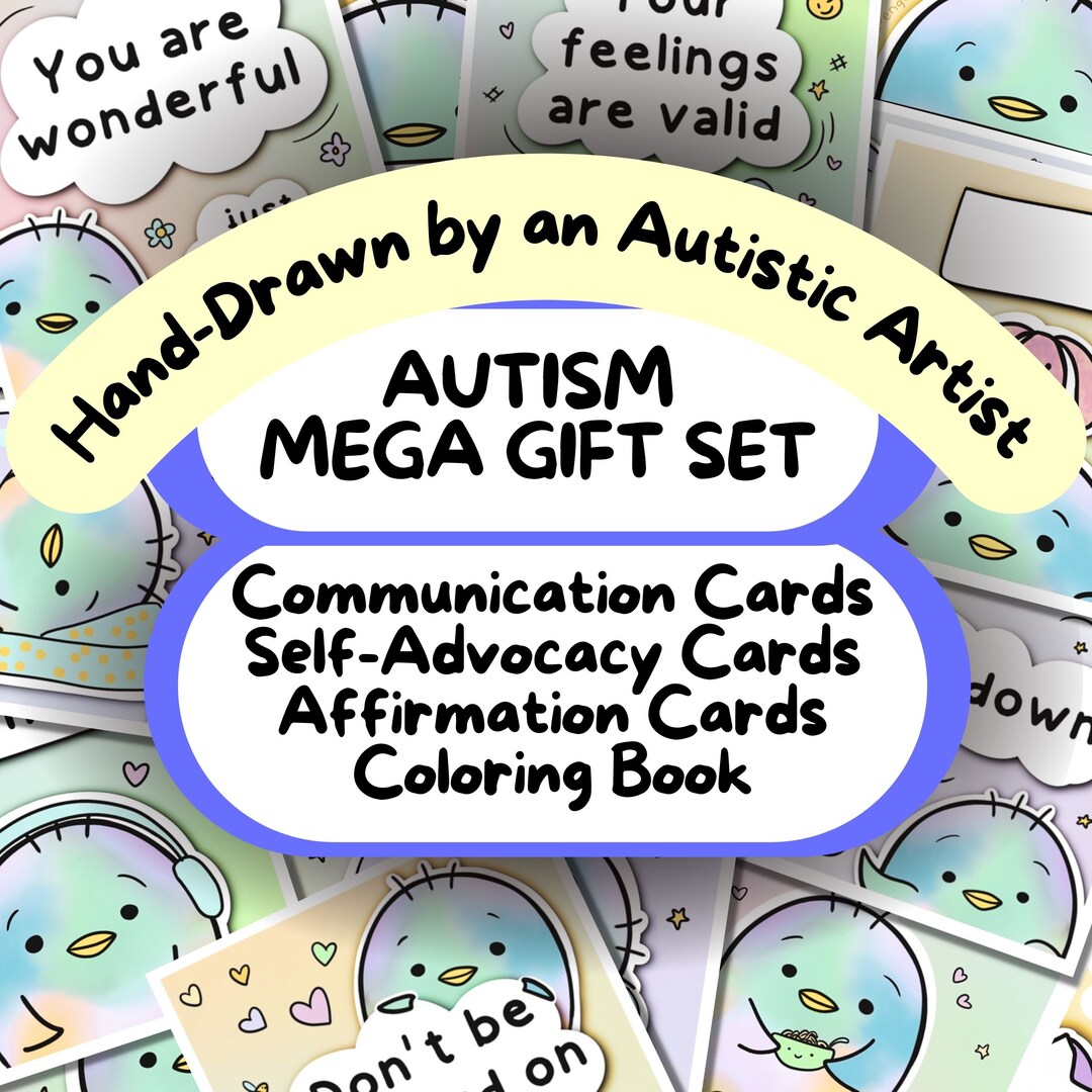 Penguin Autism Gift Set, Adult Communication Cards, Autistic Coloring ...
