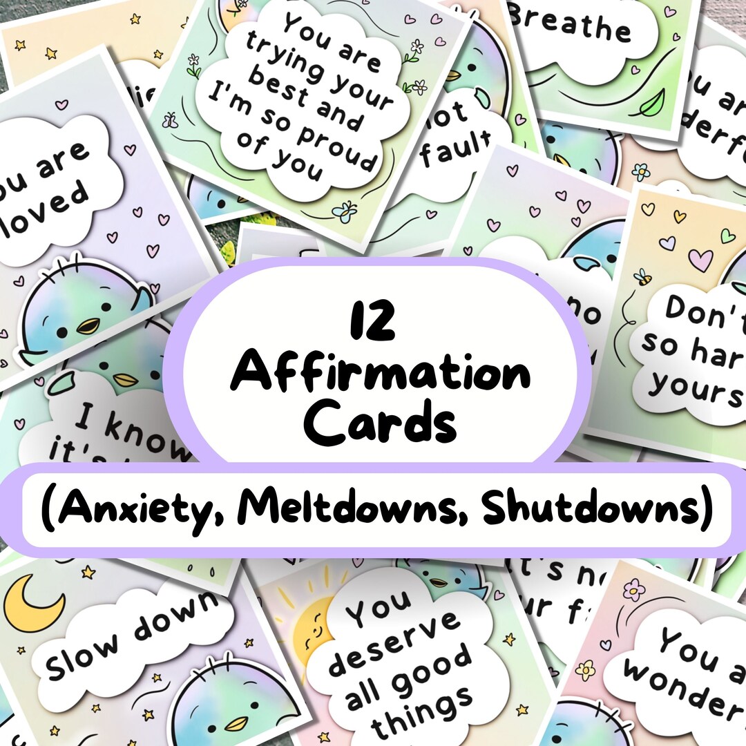 Meltdown Affirmation Cards, Digital Printable Self-love Kindness Card ...