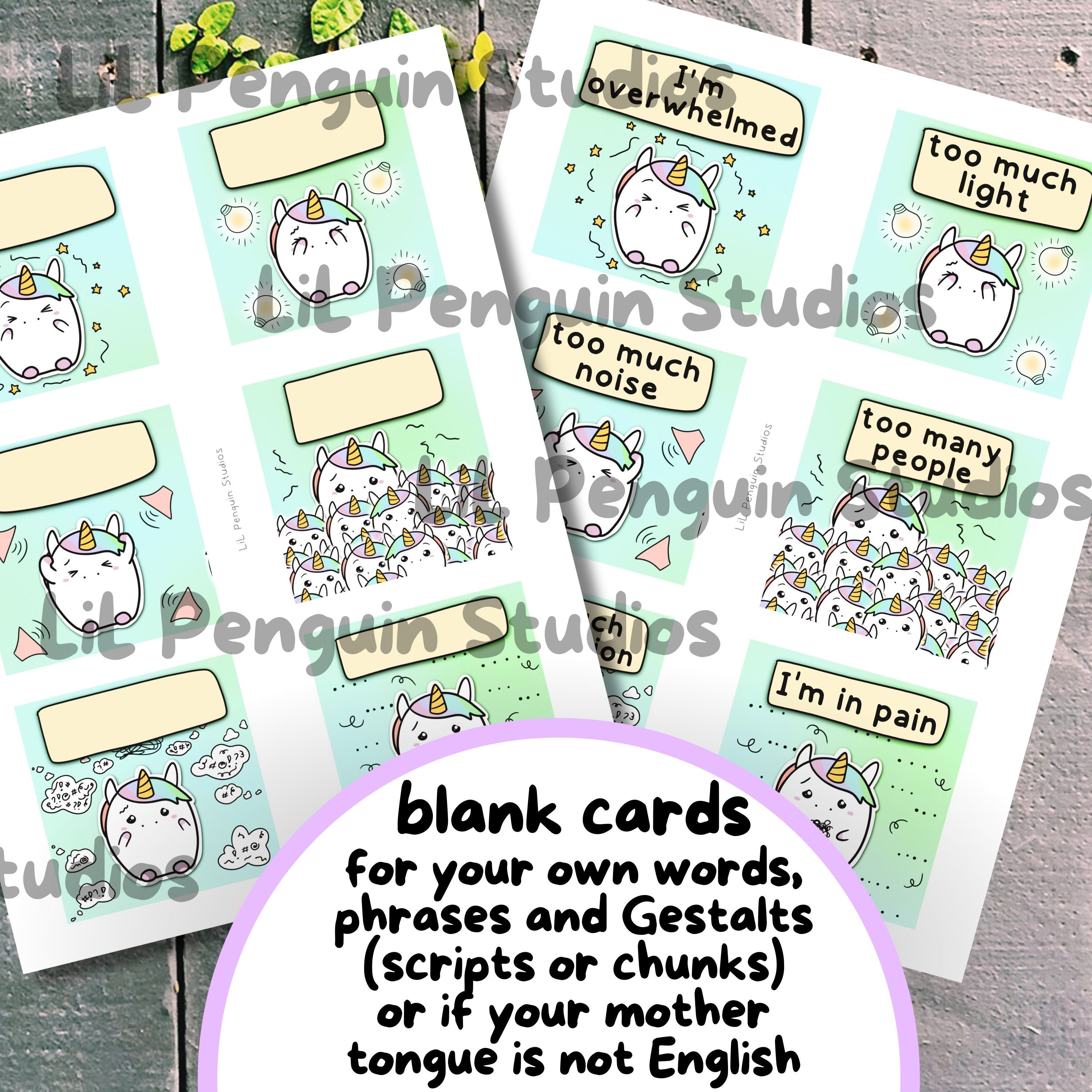 Printable Meltdown Communication Cards, Kawaii Neurodiversity Digital ...