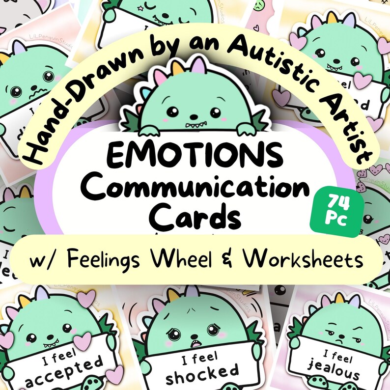 Dinosaur Emotions Communication Cards, Feelings Chart Poster, Autism ...