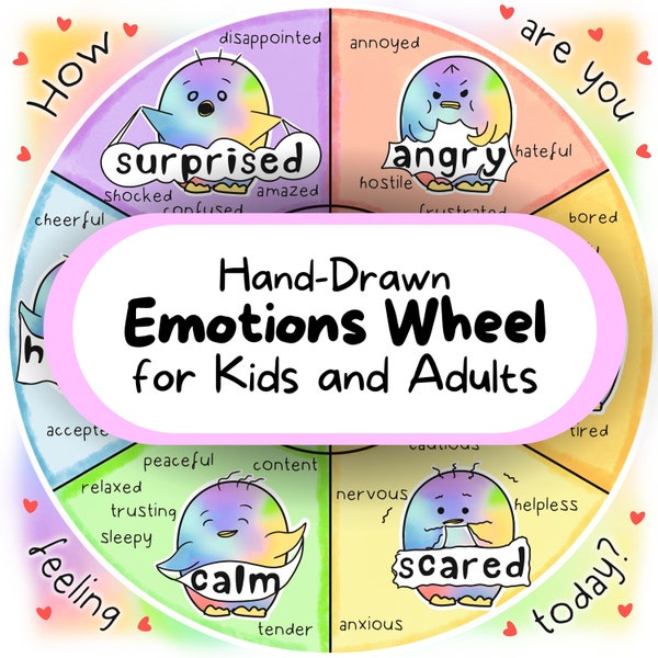 Feelings Wheel Chart for Adults - Etsy