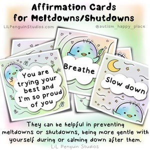 Autism Meltdown Affirmation Cards for Lanyard, Autistic Shutdown ...