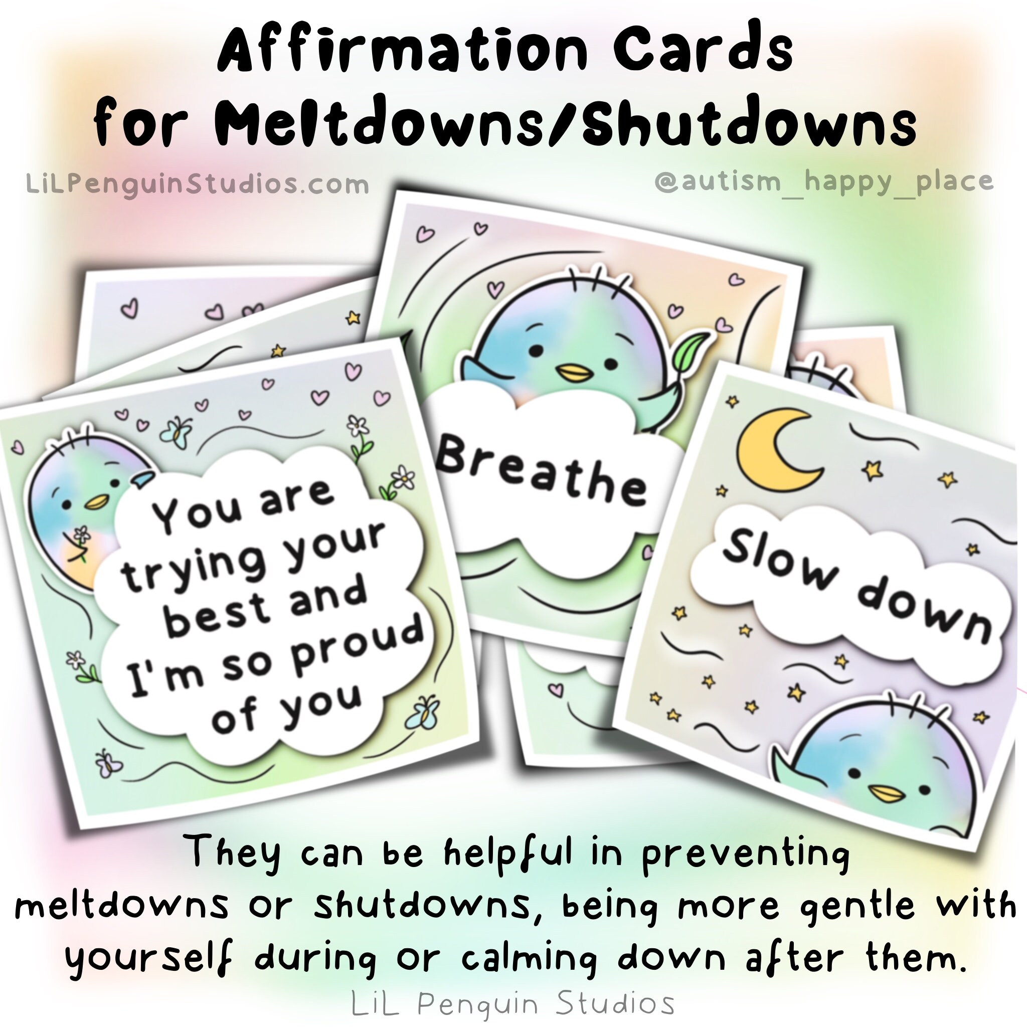 Autism Meltdown Affirmation Cards for Lanyard, Autistic Shutdown ...