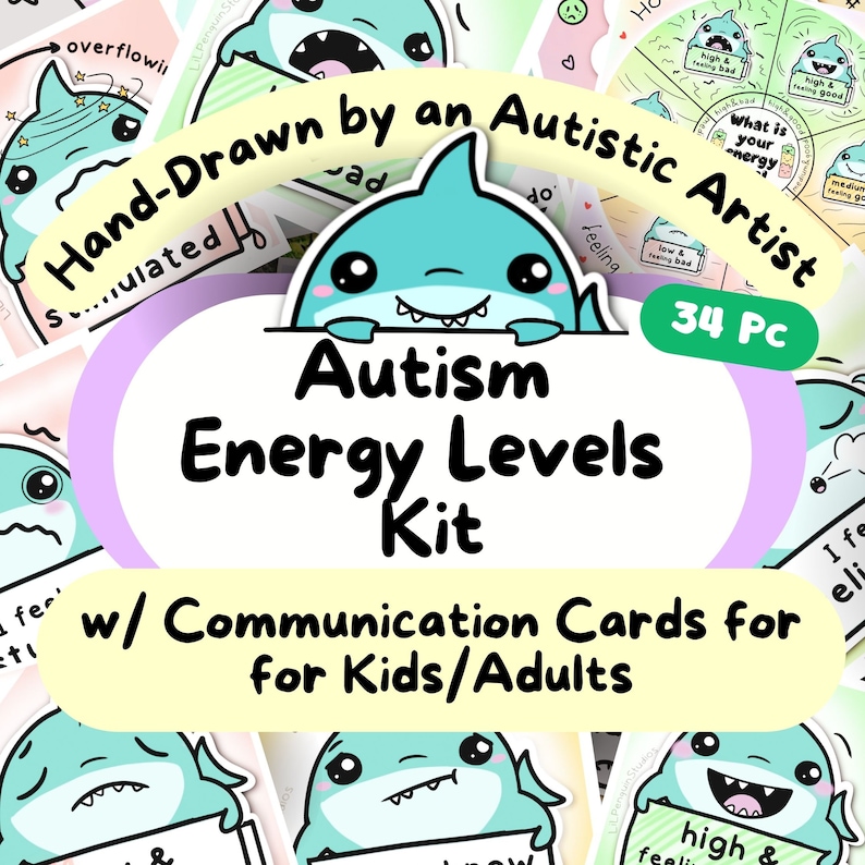 Shark Autistic Energy Levels Communication Cards, Non Verbal Aid ...