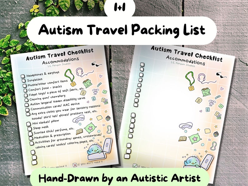 Autism Travel Checklist Travel Packing List Autistic - Etsy