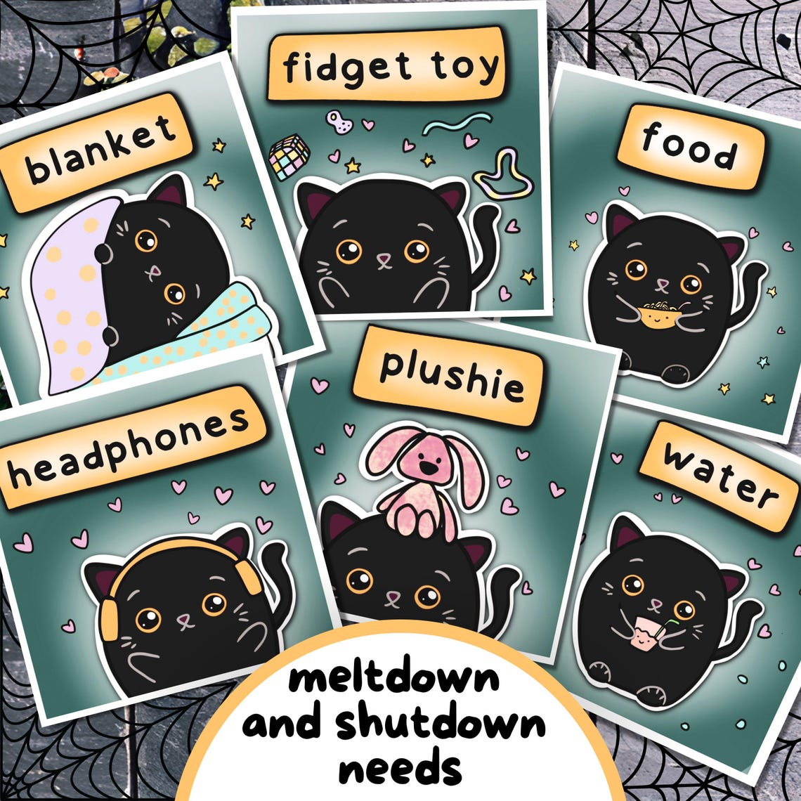Black Cat Nonverbal Communication Cards, Halloween Autism Lanyard ...