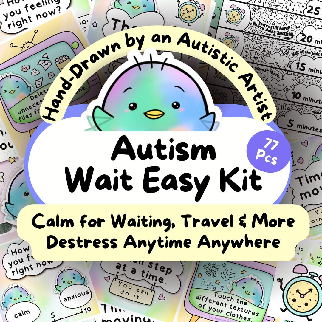 Autism Anxiety Relief Kit for Waiting and Travel, ASD Calming Cards ...