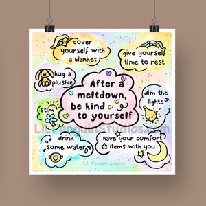 Autistic Meltdown Printable Poster, Autism Sticker PDF, Self Kindness ...