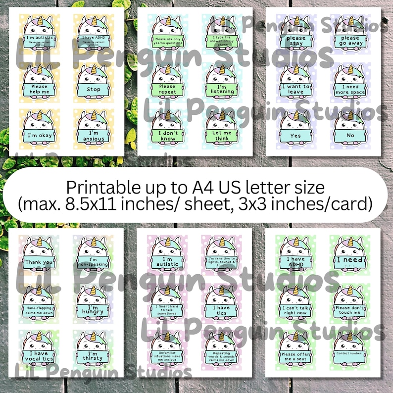 Unicorn Communication Cards, Autism Aid, Neurodivergent SLP Tool (PDF ...