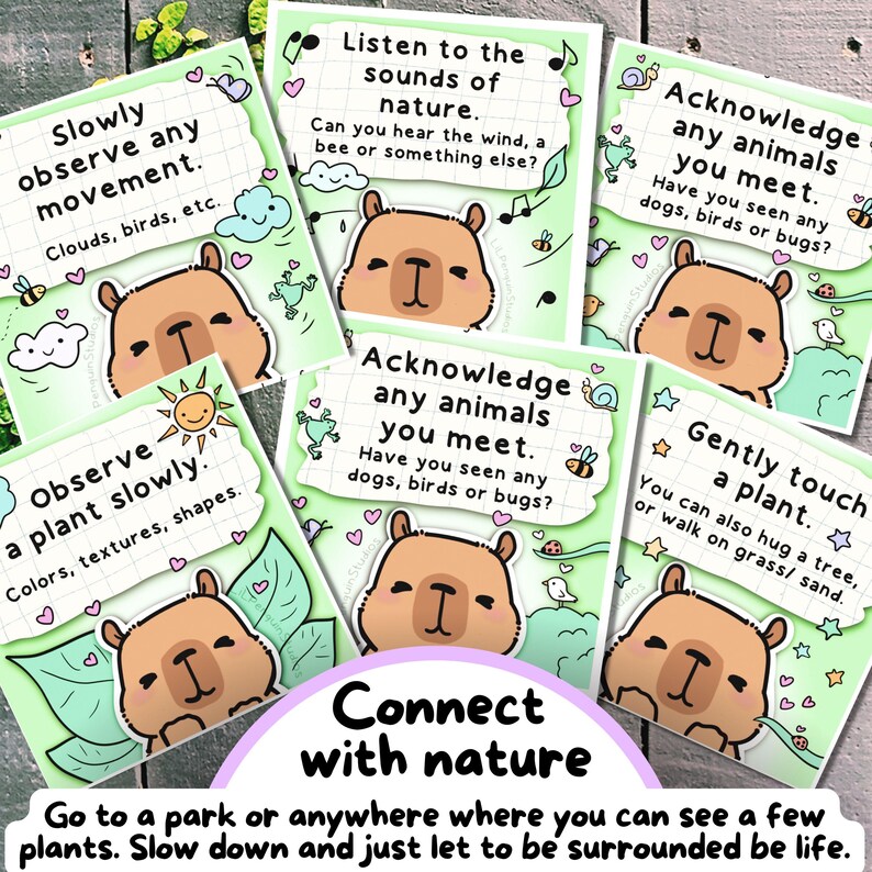 Capybara Anxiety Relief Cards, Autism Print, Adult ADHD Kit, Special ...